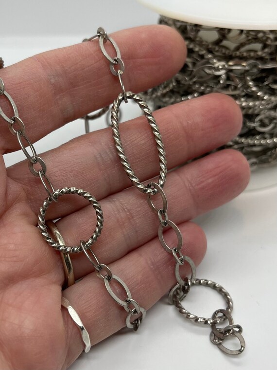 Textured Oval & Circle Chain CH24-AS Choose Your Length - Etsy