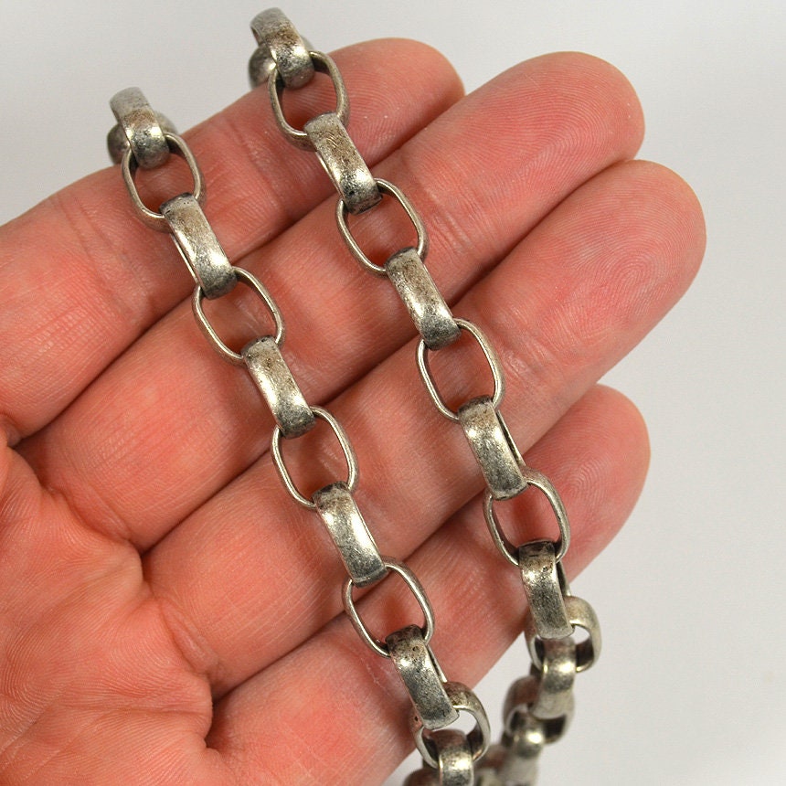 Large Oval Rolo Chain Antique Silver CH135-AS Choose Your - Etsy