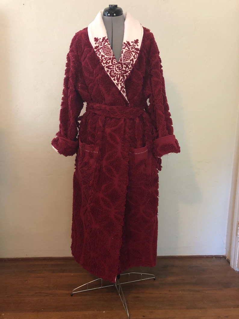 Marooned. A Maroon Women's Robe, Full Length, Chenille,completely Lined ...