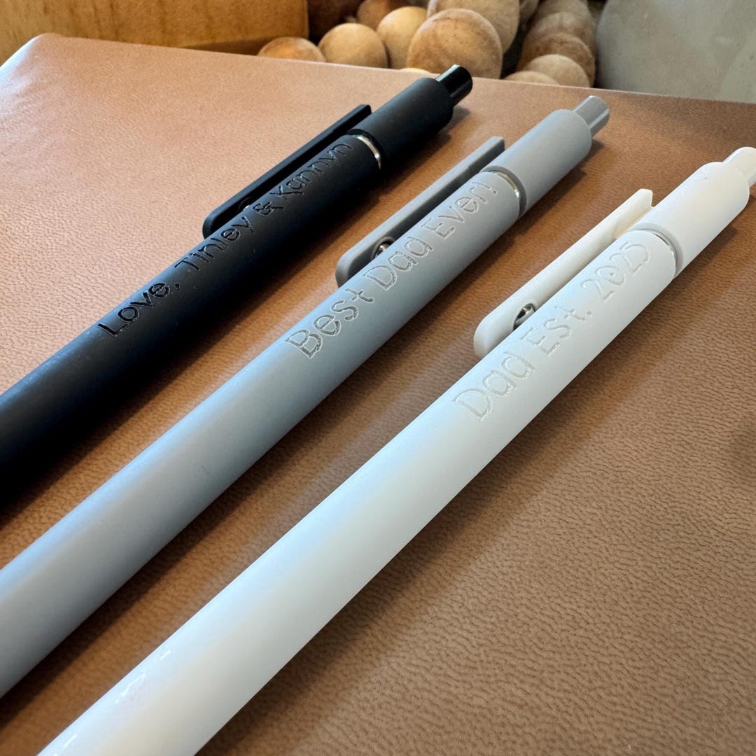 6 Personalized Laser Engraved Pens, Soft Touch Finish, Fine Point Quick ...