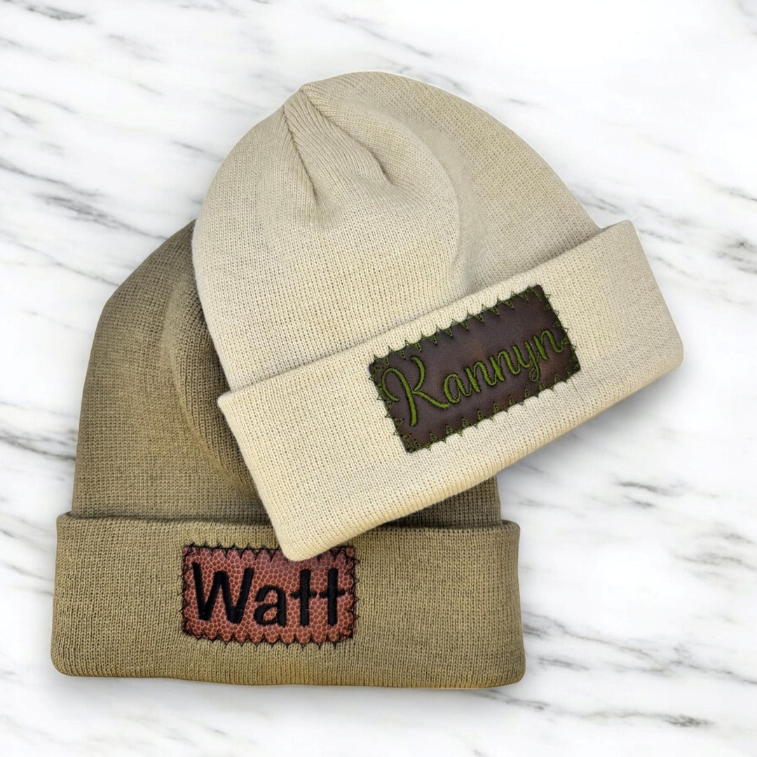 Stitched Name Beanie, Embroidered Patch Personalized Hat, Newborn Baby ...