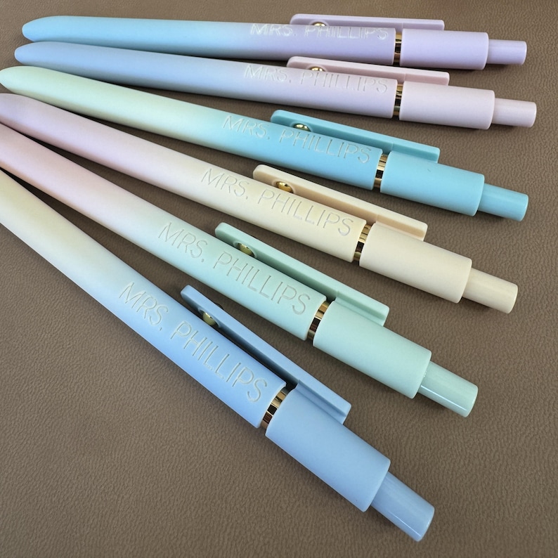 6 Personalized Laser Engraved Pens, Soft Touch Finish, Fine Point Quick ...