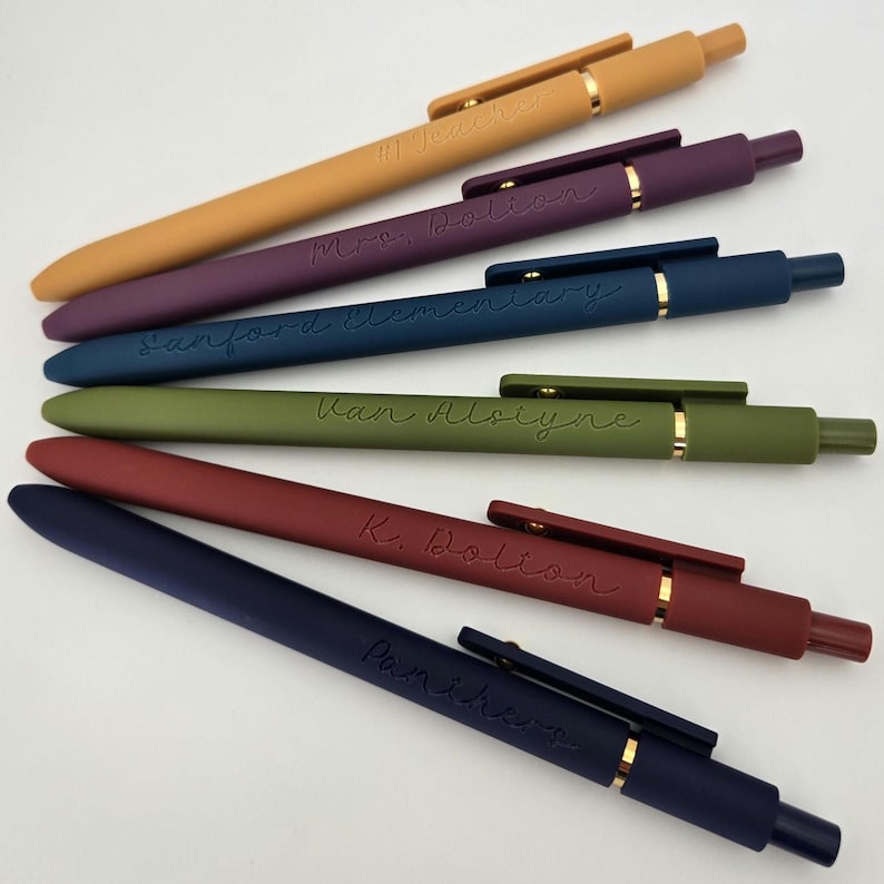 Personalized Soft Touch Pens, Custom Laser Engraved, Set of 6 - Etsy