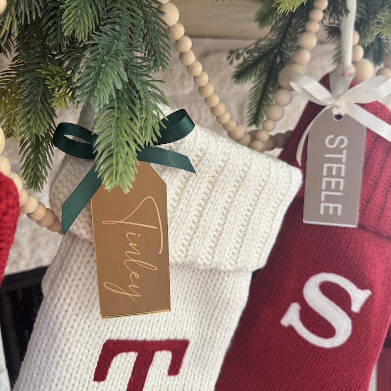 Name Stocking Tag, Personalized Gift Label, Custom Christmas Ornament ...