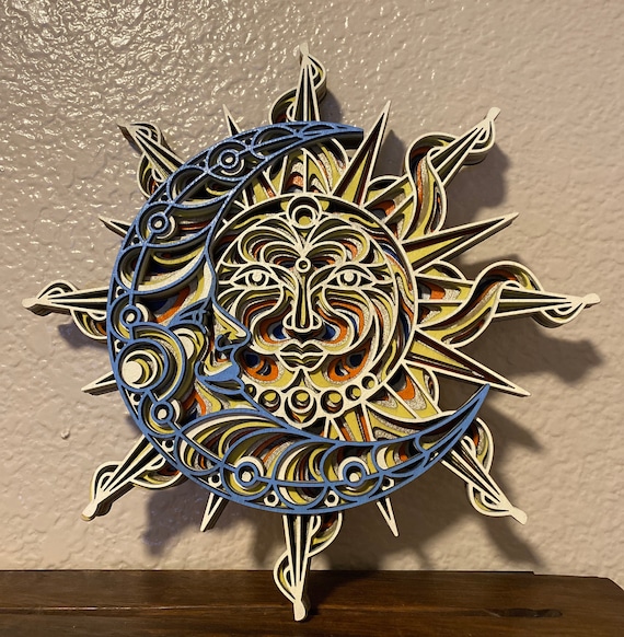 Sun Moon Mandala Solar Astrological Sunshine Crescent | Etsy