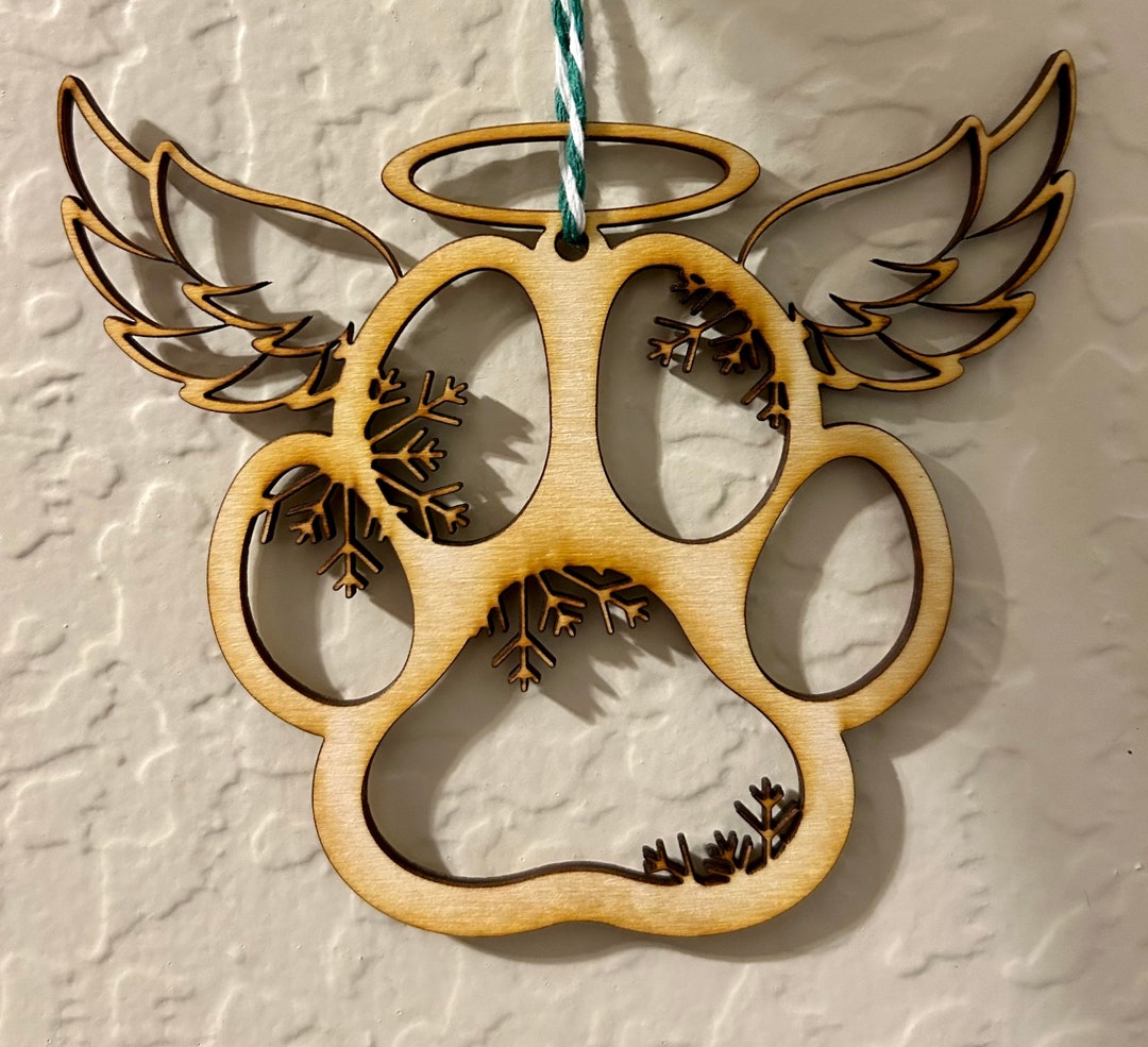 Angel Wings Paw Print Ornament Digital File, Paw Print, Angel Paw Print ...