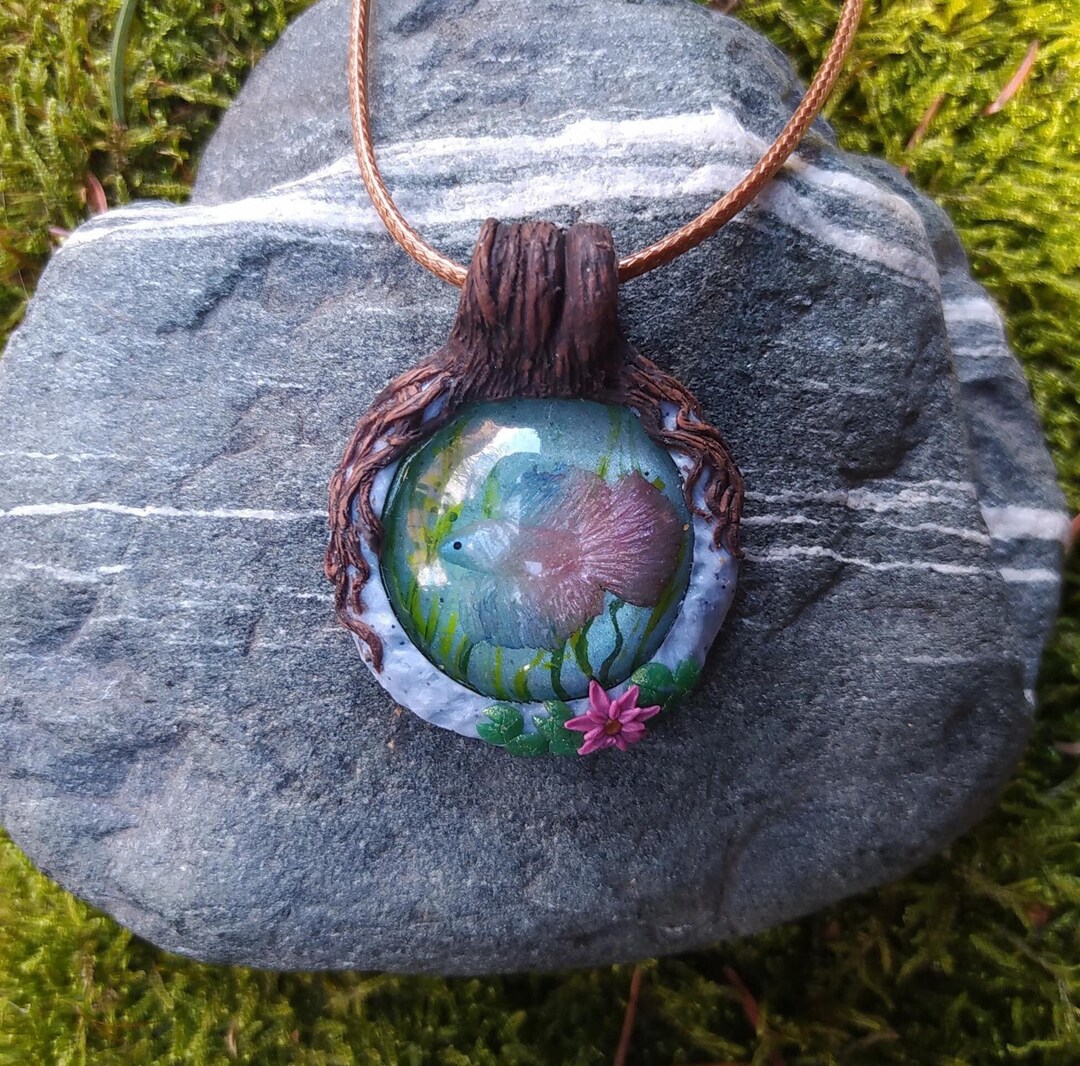 Betta Fish Pendant, Fish Pond Necklace, Fish Tank Pendant, Betta Charm ...