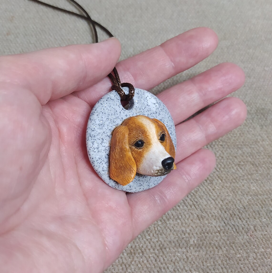 Beagle Necklace Beagle Pendant Polymer Clay Beagle Figure | Etsy