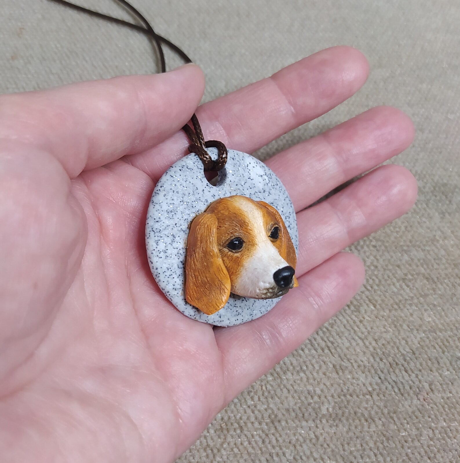 Beagle Necklace Beagle Pendant Polymer Clay Beagle Figure | Etsy
