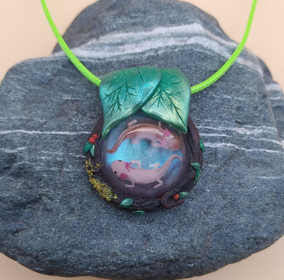 Axolotl Pendant, Axolotl Pond Necklace, Fairy Necklace, Witch Pendant ...