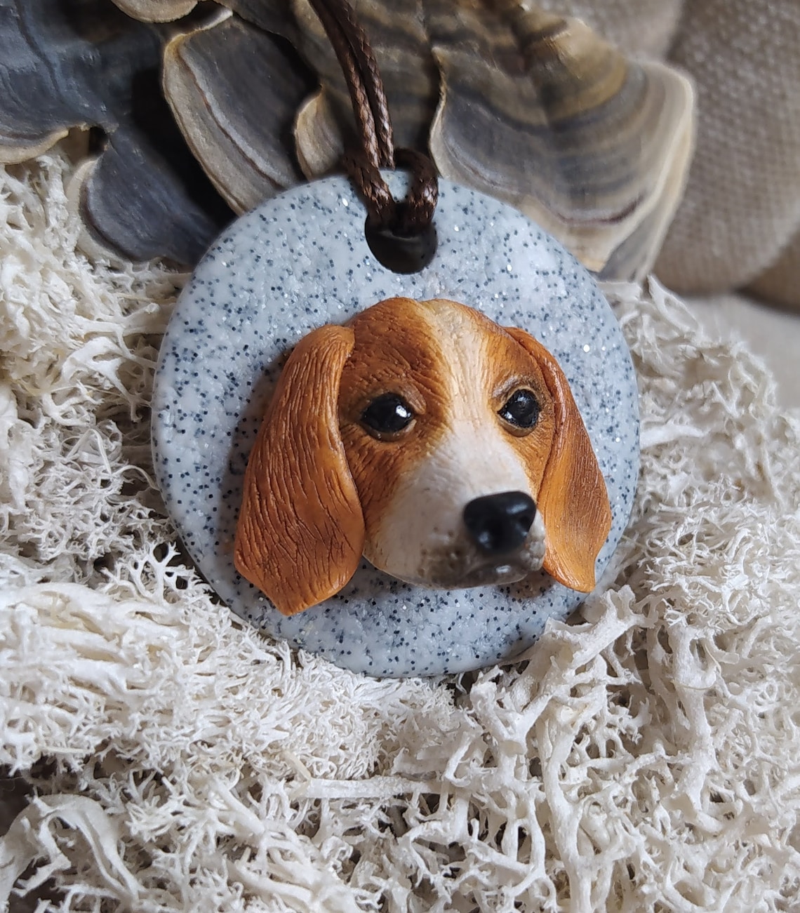 Beagle Necklace, Beagle Pendant, Polymer Clay Beagle Figure, Realistic ...