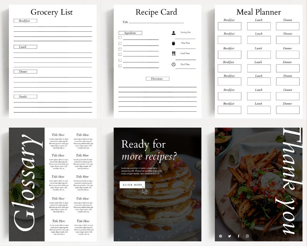Recipe Book Template Recipe Ebook Editable Cookbook | Etsy