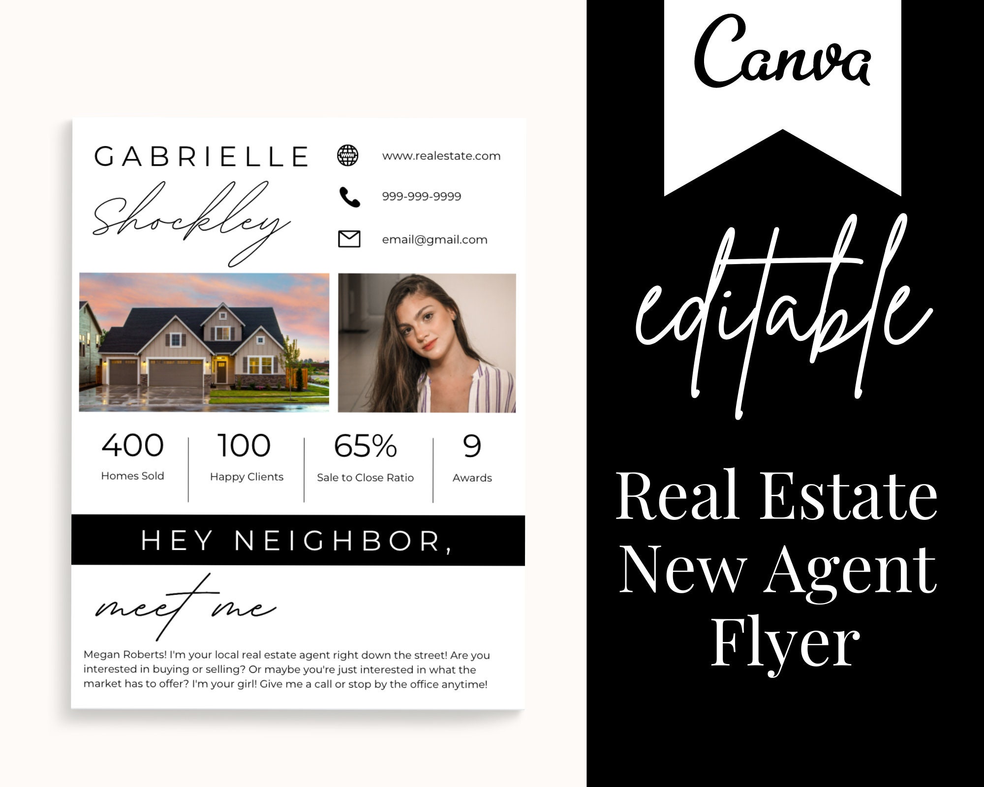 Real Estate Agent Introduction Flyer New Real Estate Flyer - Etsy 日本