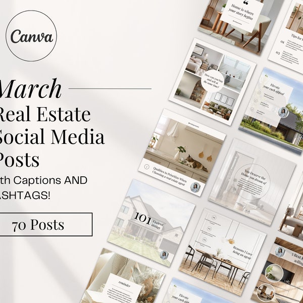 March Real Estate Agent Social Media Posts With Captions | - Etsy