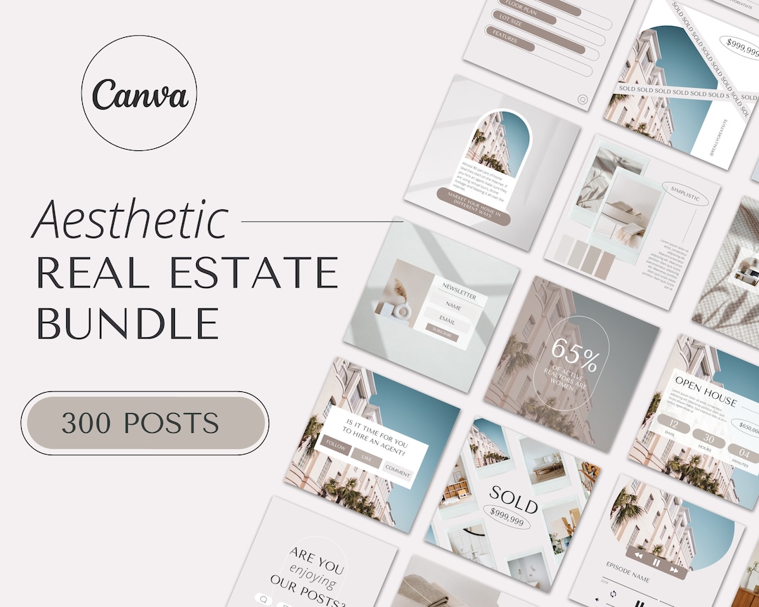 Aesthetic Real Estate Agent Instagram Templates Bundle | Real Estate ...