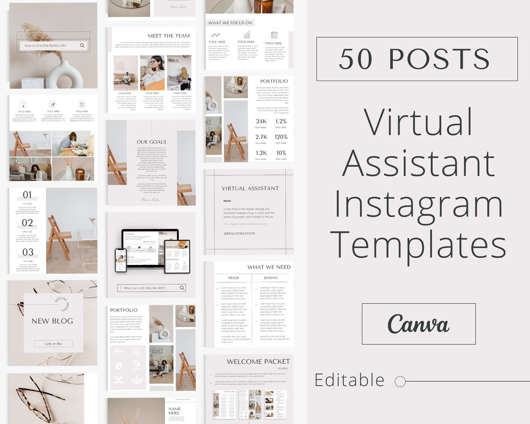 Virtual Assistant Instagram Post Templates Bundle Social - Etsy