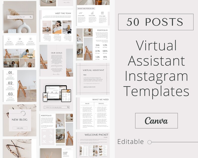 Virtual Assistant Instagram Post Templates Bundle Social - Etsy