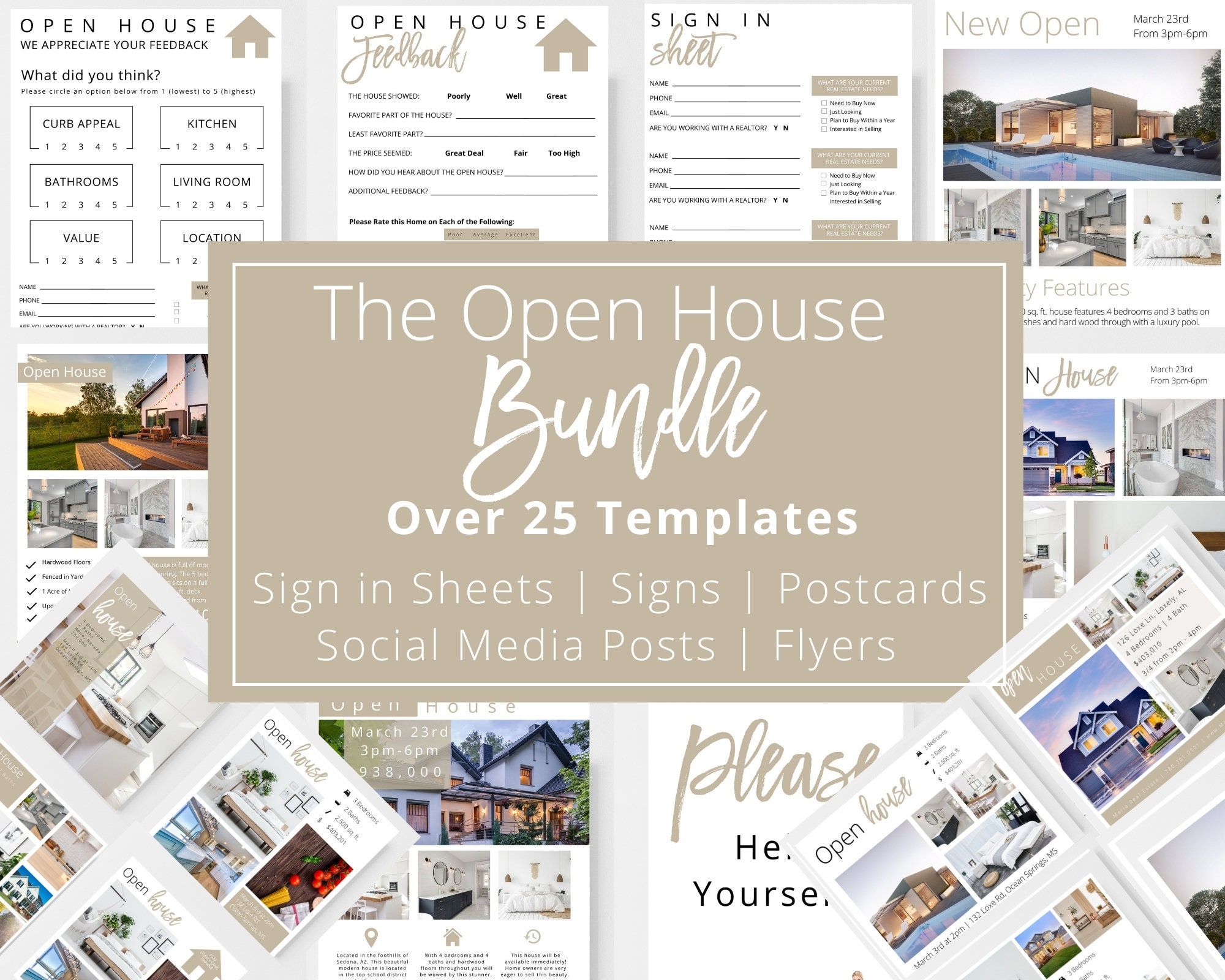 Real Estate Open House Templates Open House Sign in Sheet | Etsy