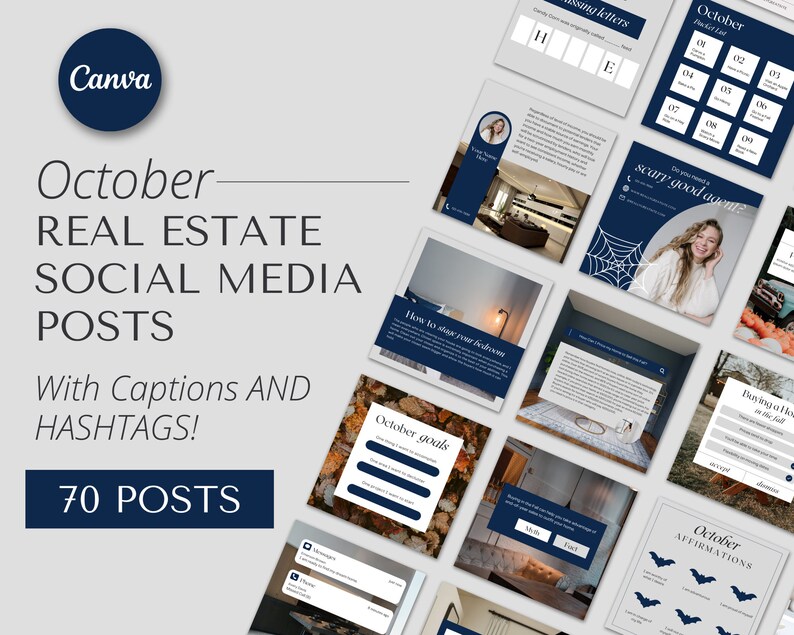 October Real Estate Agent Social Media Posts With Captions - Etsy