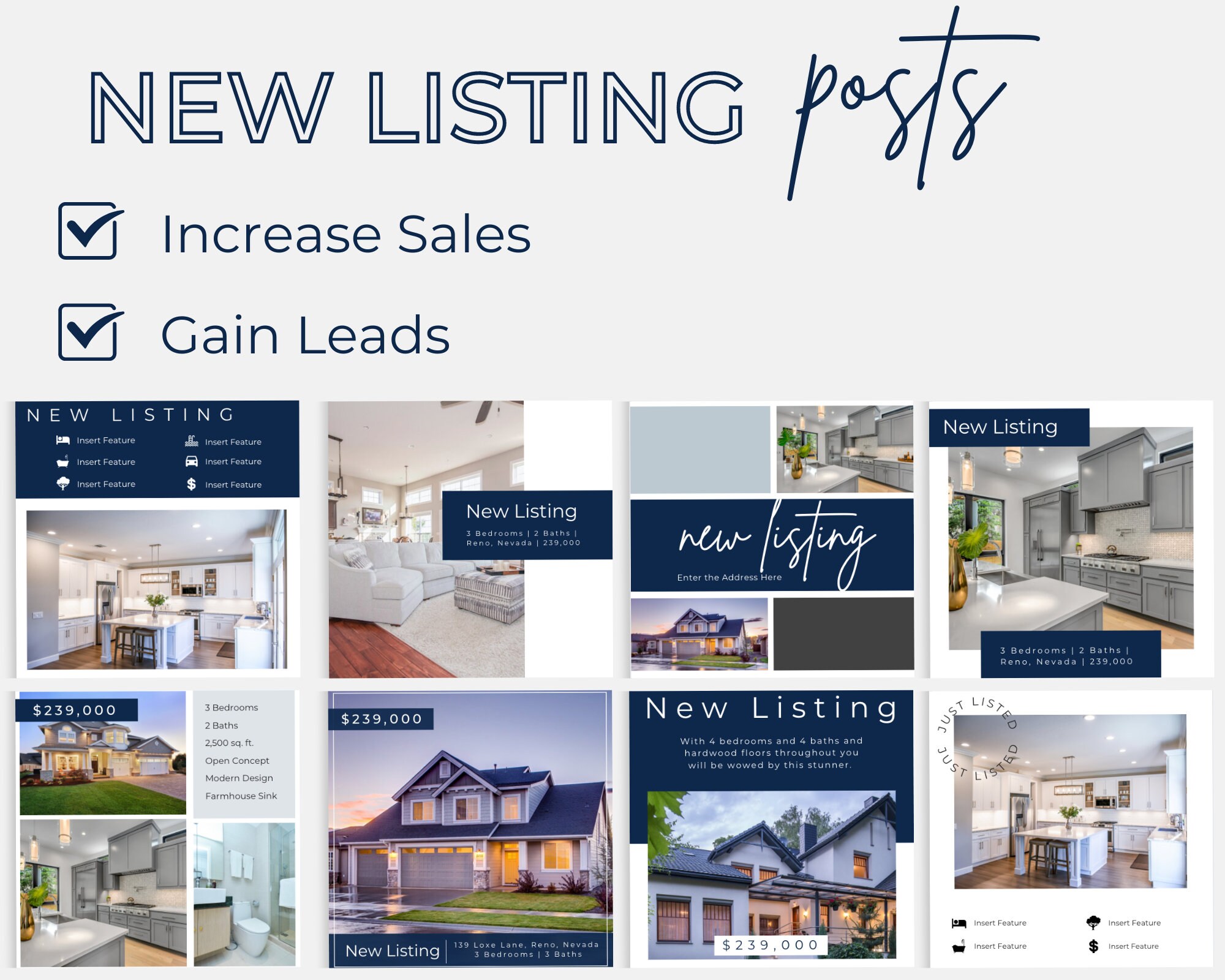 Real Estate Agent Social Media Templates Bundle Real Estate Etsy España