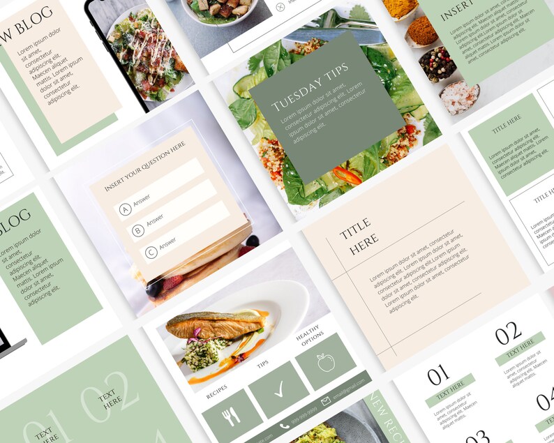 Food Blog Social Media Posts Recipe Ebook Branding | Etsy