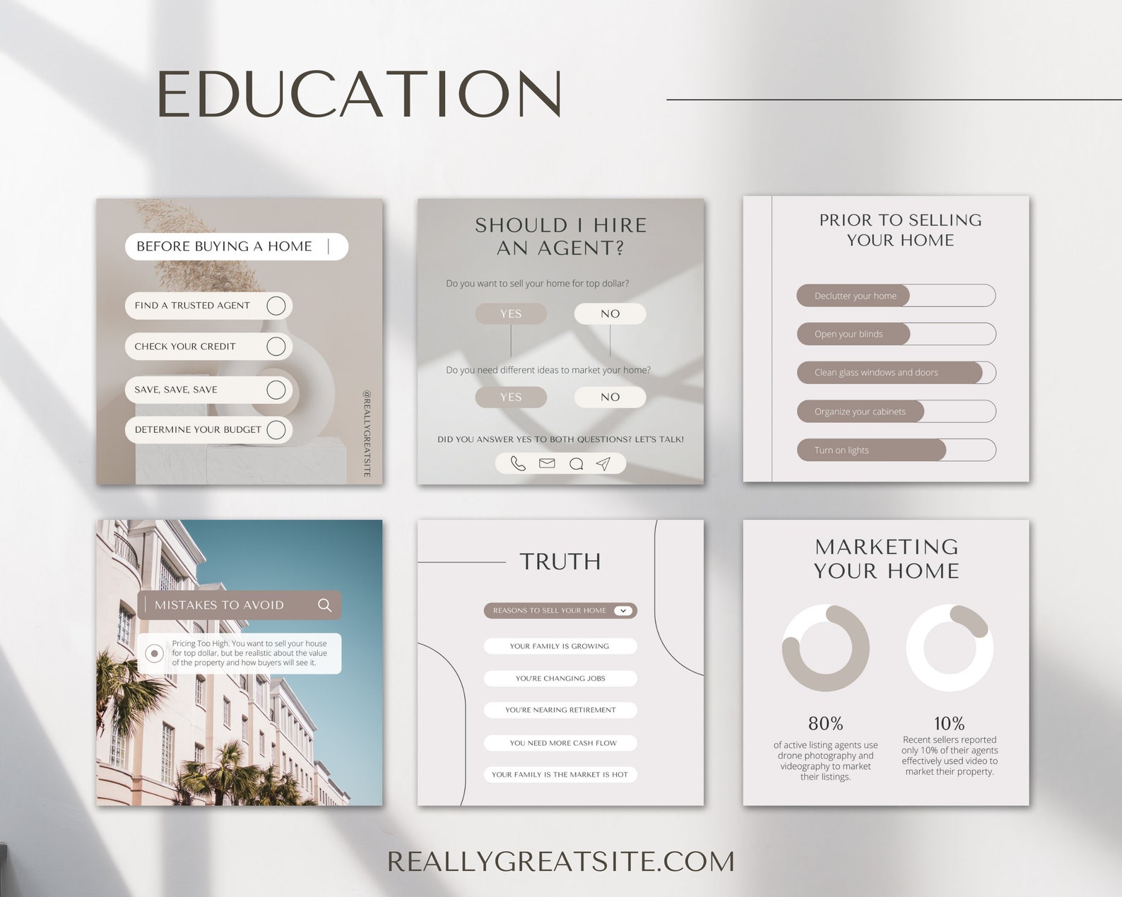 Aesthetic Real Estate Agent Instagram Templates Bundle Real - Etsy