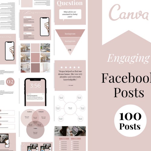Editable Facebook Post Templates Social Media Content - Etsy