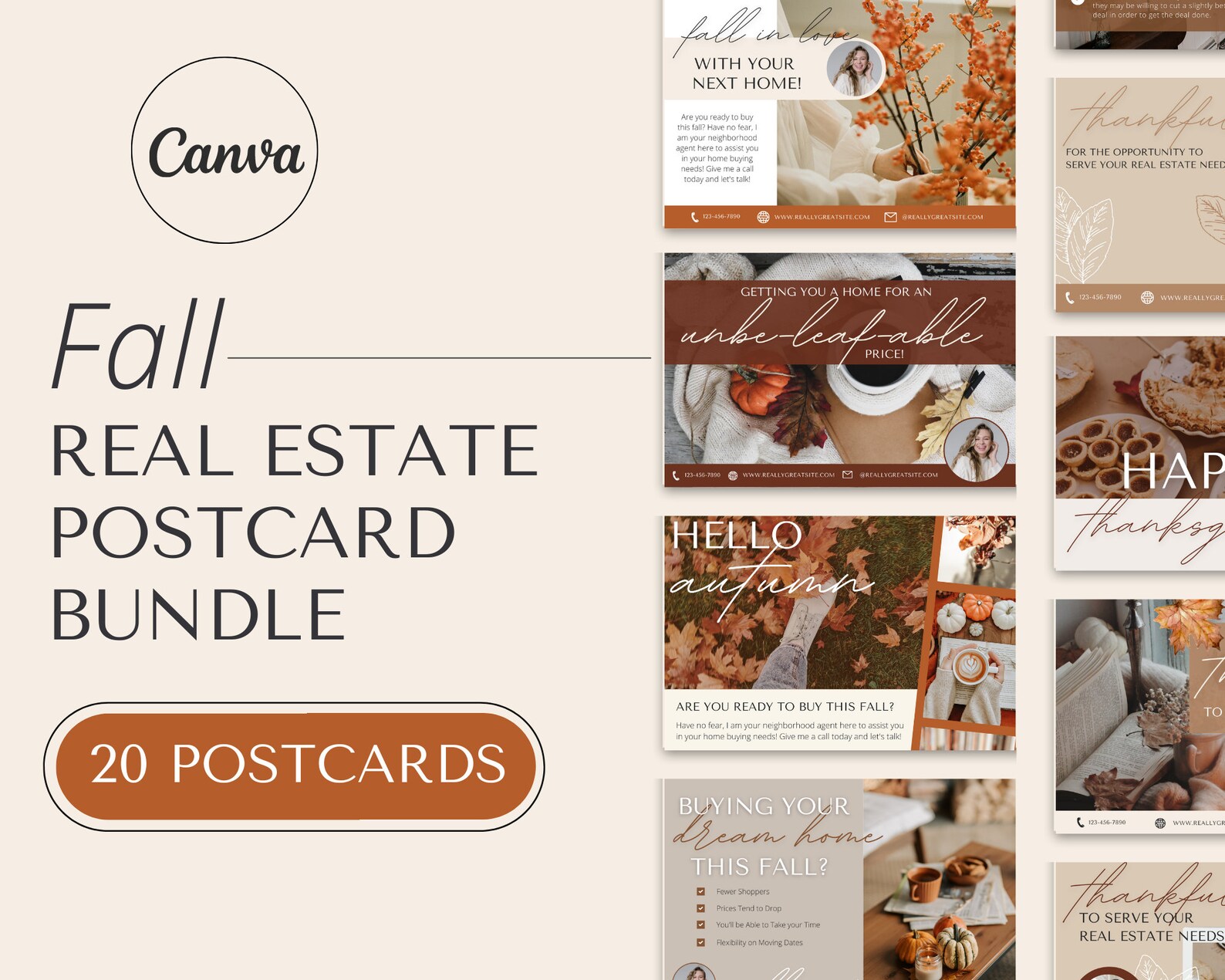 Fall Real Estate Agent Postcards Autumn Real Estate - Etsy