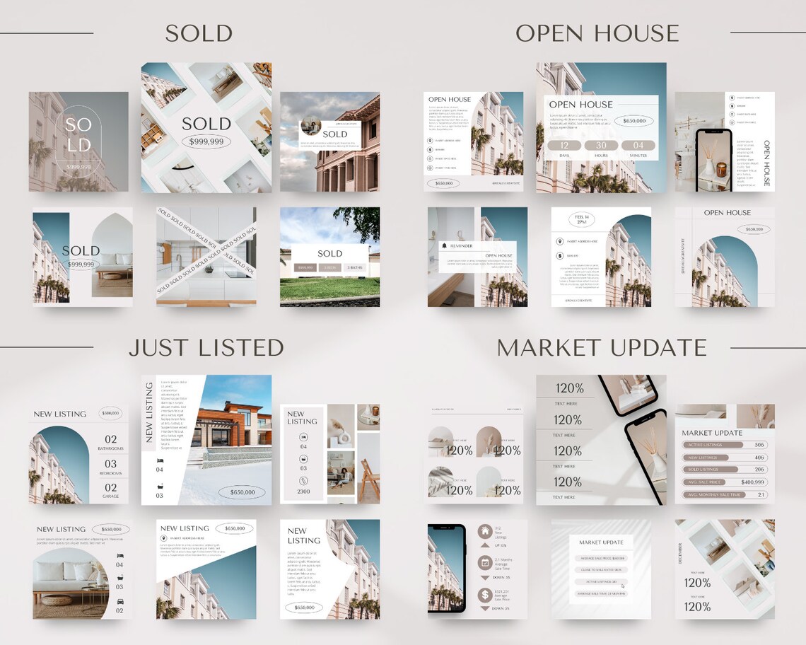 Real Estate Agent Marketing Templates Bundle Realtor - Etsy