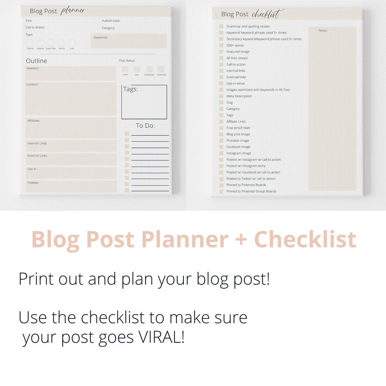 Blog Post Planner Blogging Templates Blog Content Blog - Etsy UK
