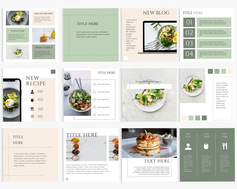 Food Blog Social Media Posts Recipe Ebook Branding | Etsy