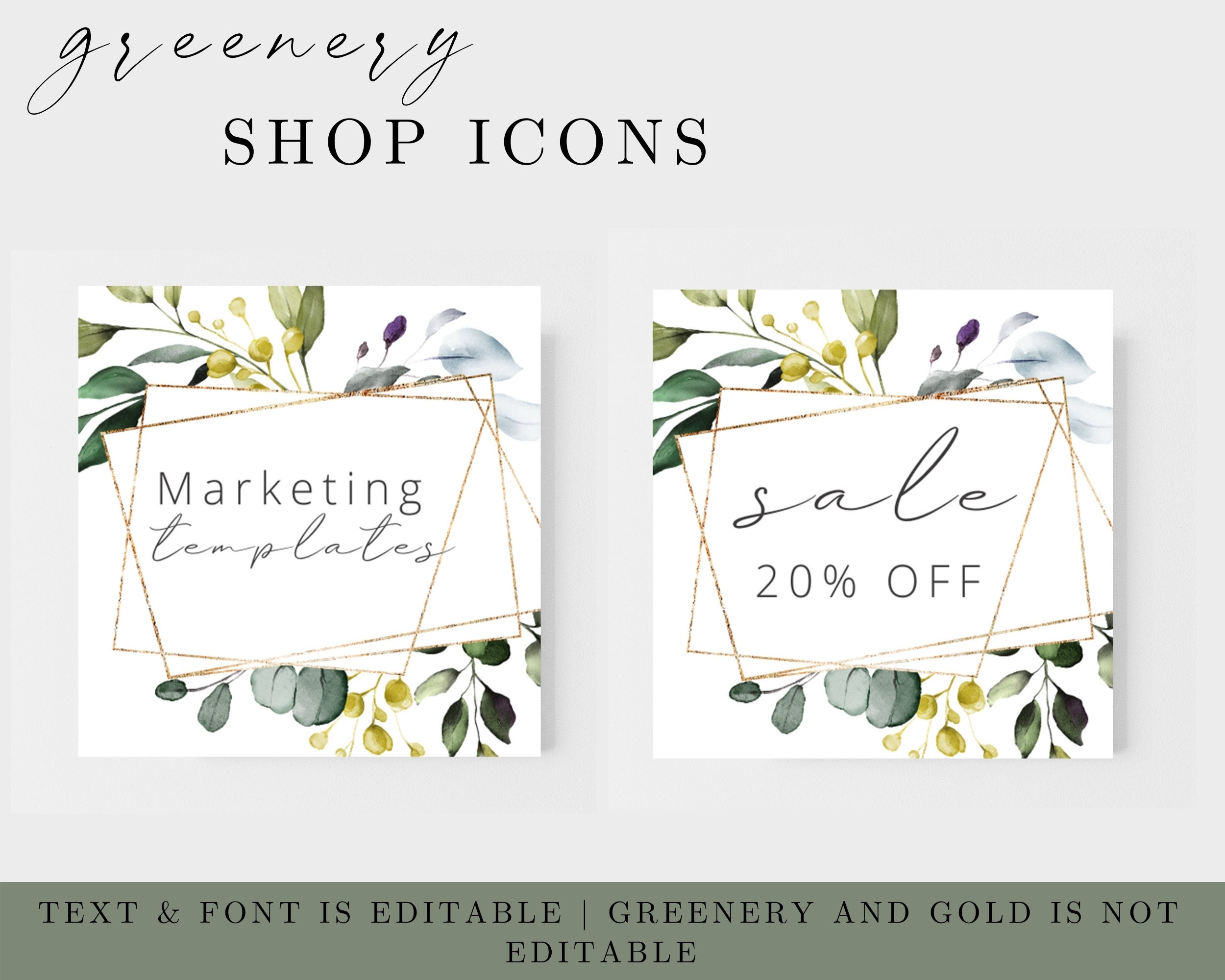 Greenery Etsy Shop Banner and Profile Icon Etsy Branding Kit | Etsy