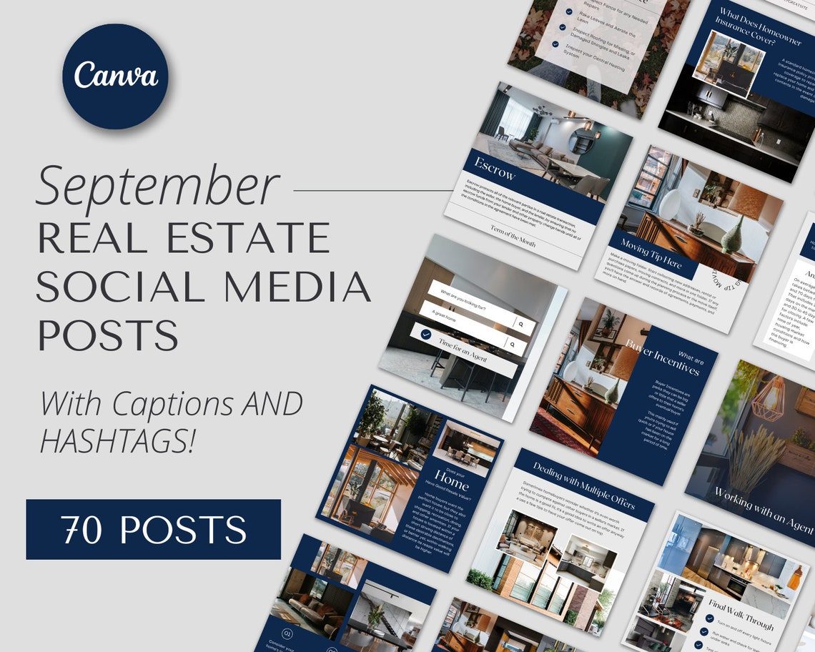 September Real Estate Agent Social Media Posts With Captions - Etsy
