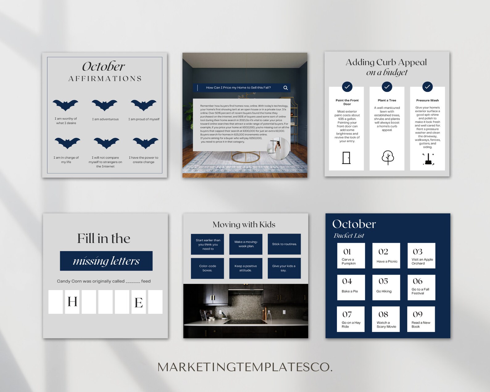 October Real Estate Agent Social Media Posts With Captions - Etsy