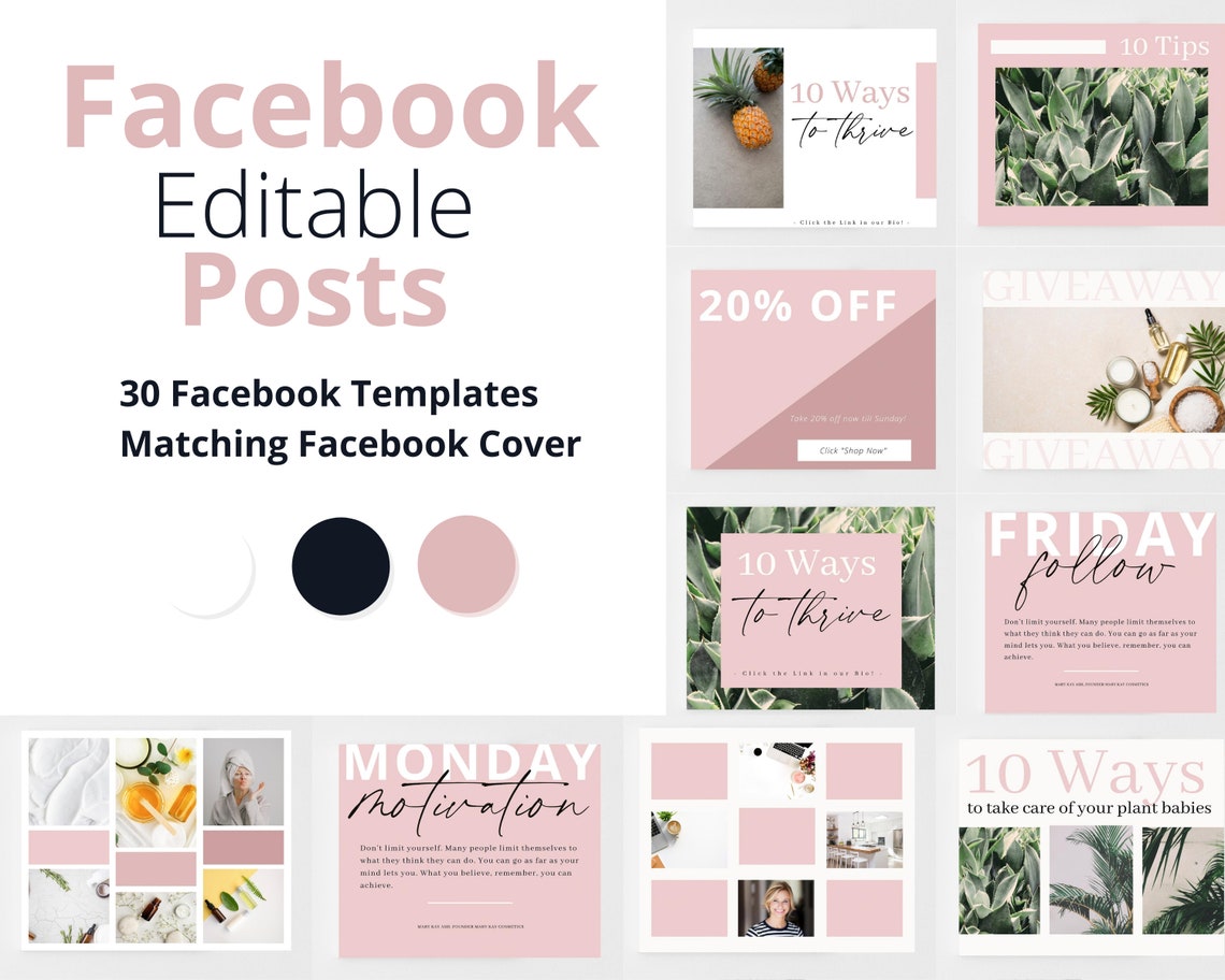 Editable Facebook Post Templates Social Media Content - Etsy