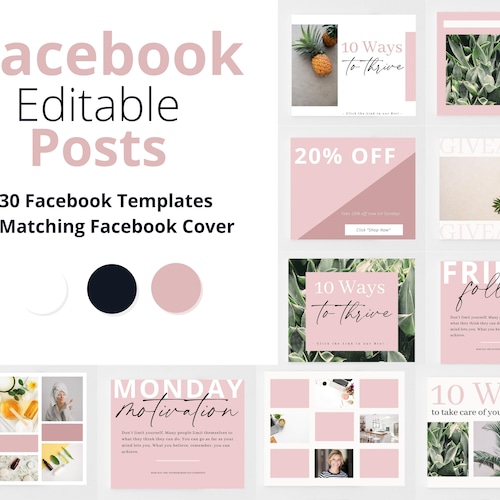 Editable Facebook Post Templates Social Media Content | Etsy