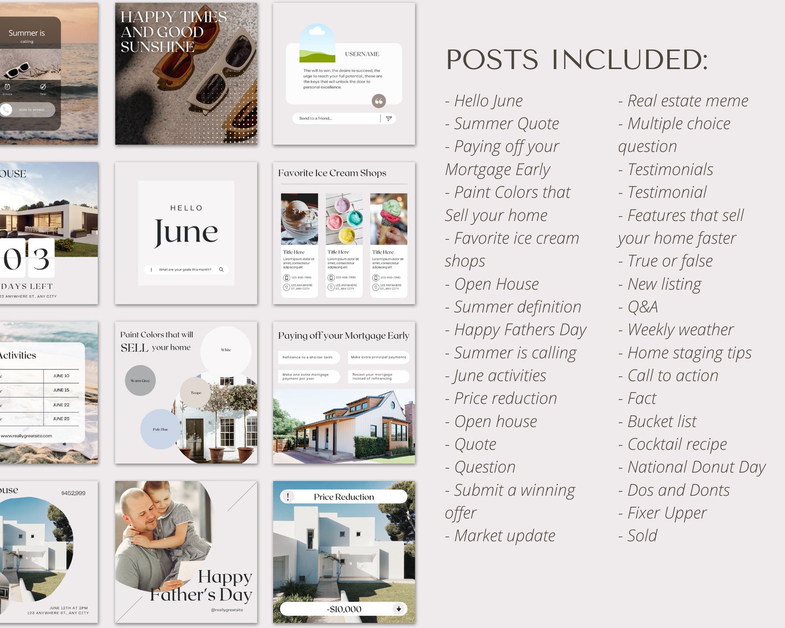 June Real Estate Agent Social Media Posts With Captions Real Estate ...