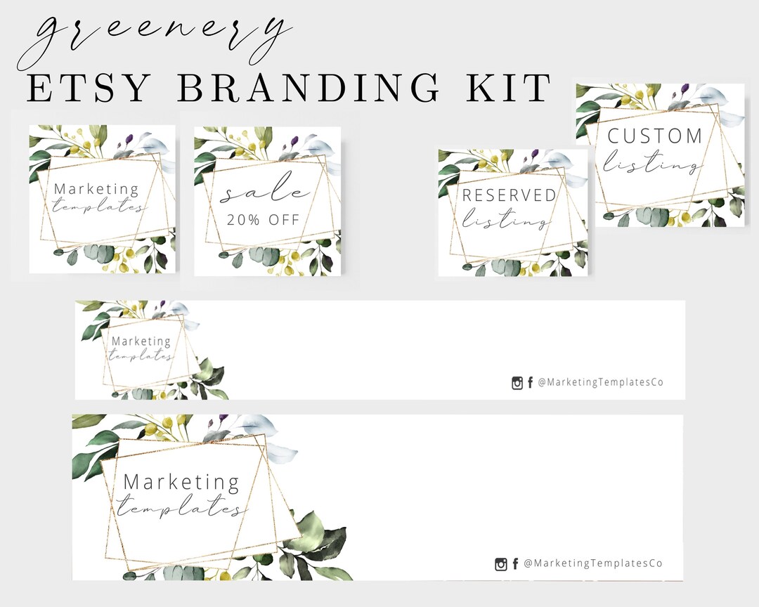 Greenery Etsy Shop Banner and Profile Icon Etsy Branding Kit Etsy Shop ...