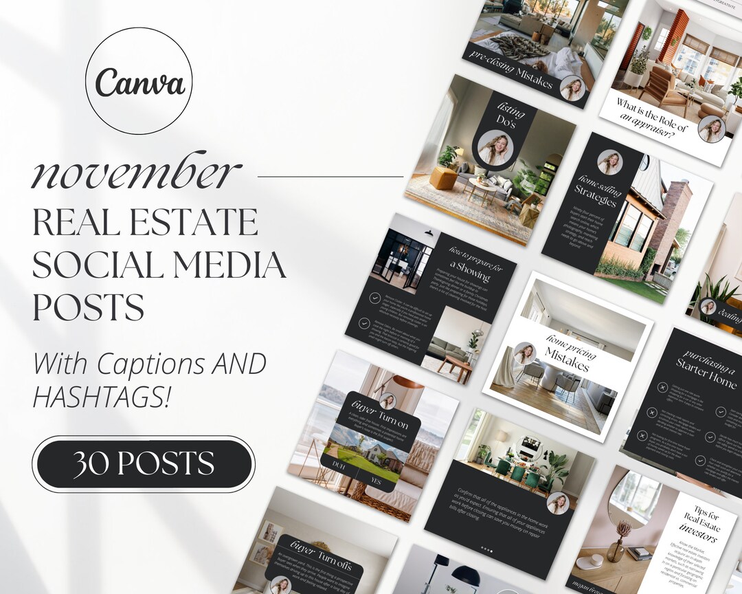 November Real Estate Agent Social Media Posts With Captions | Real ...