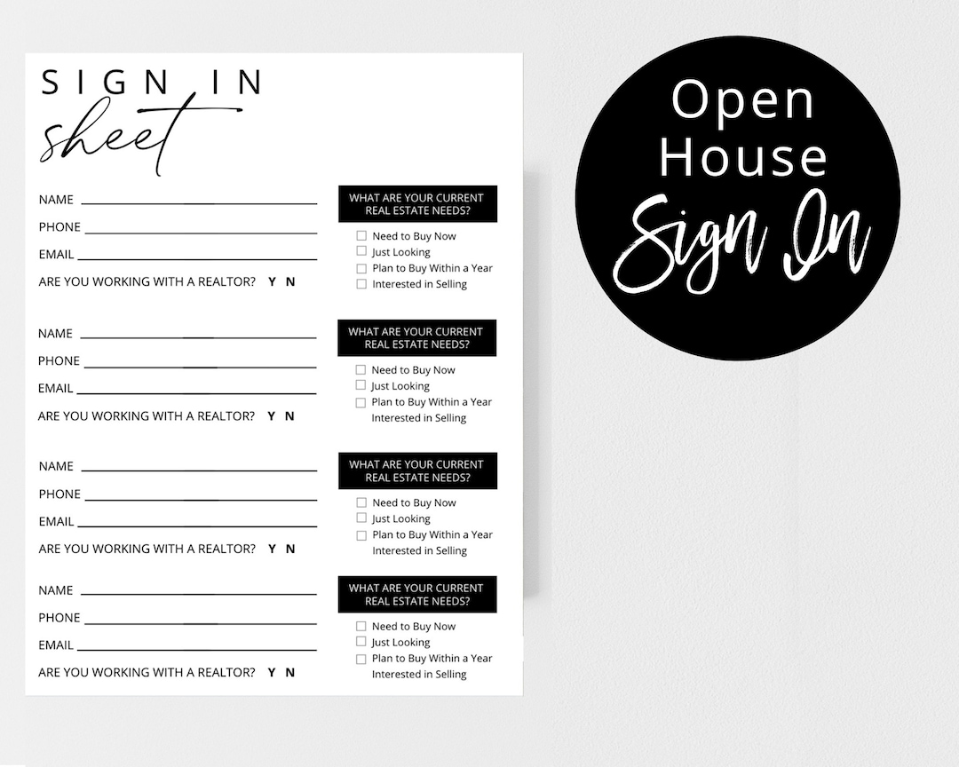 Real Estate Open House Sign in Sheet | Open House Flyers | Real Estate ...