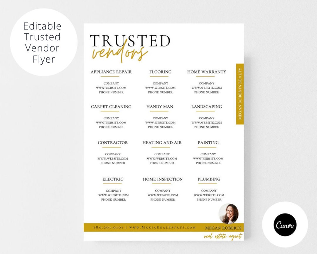 Trusted Vendors Real Estate Flyer Real Estate Vendor Referral List ...