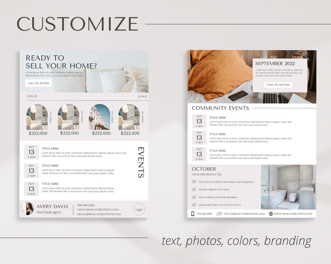 Real Estate Agent Newsletter Bundle Real Estate Flyer Real - Etsy