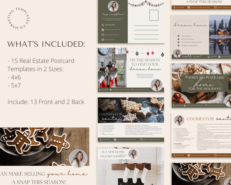 Christmas Real Estate Agent Postcards Winter Real Estate - Etsy