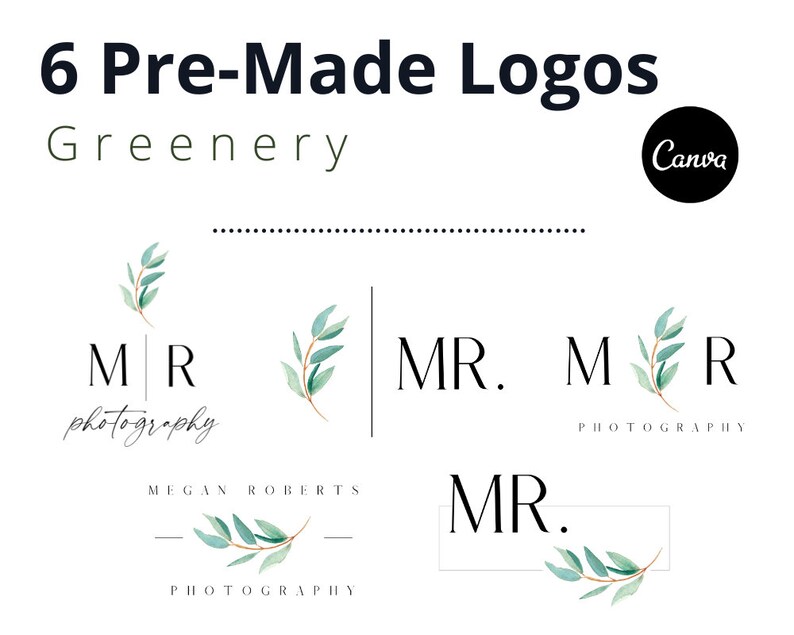 Editable Greenery Logos Simple Logo Designs Modern Logo - Etsy