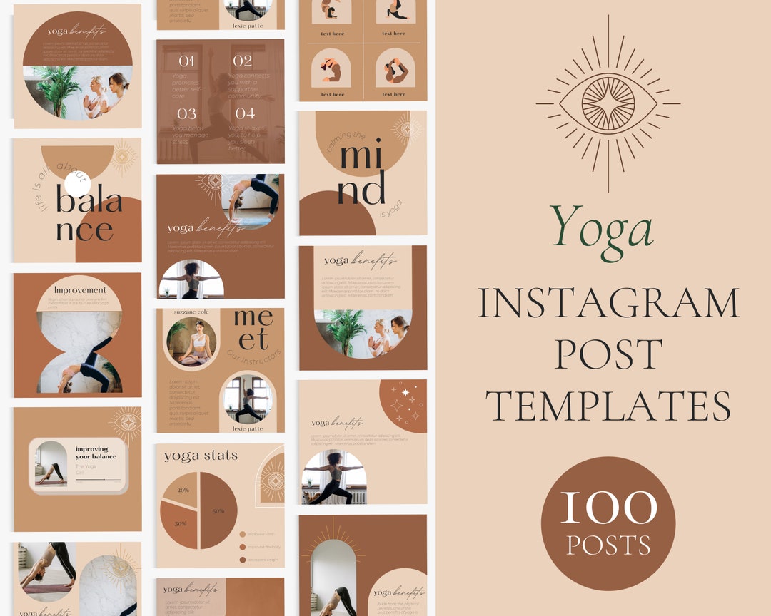 Yoga Instagram Post Templates | Wellness Social Media Posts | Social ...