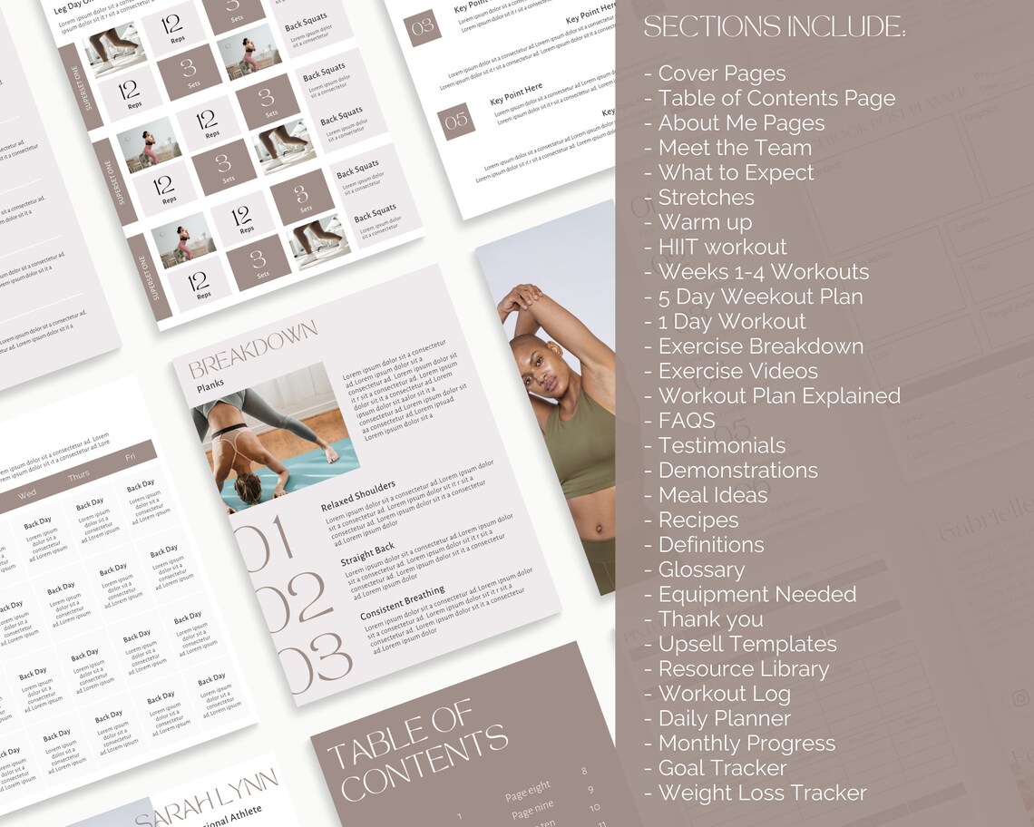 Fitness Ebook Template Fitness Program Planner Fitness - Etsy