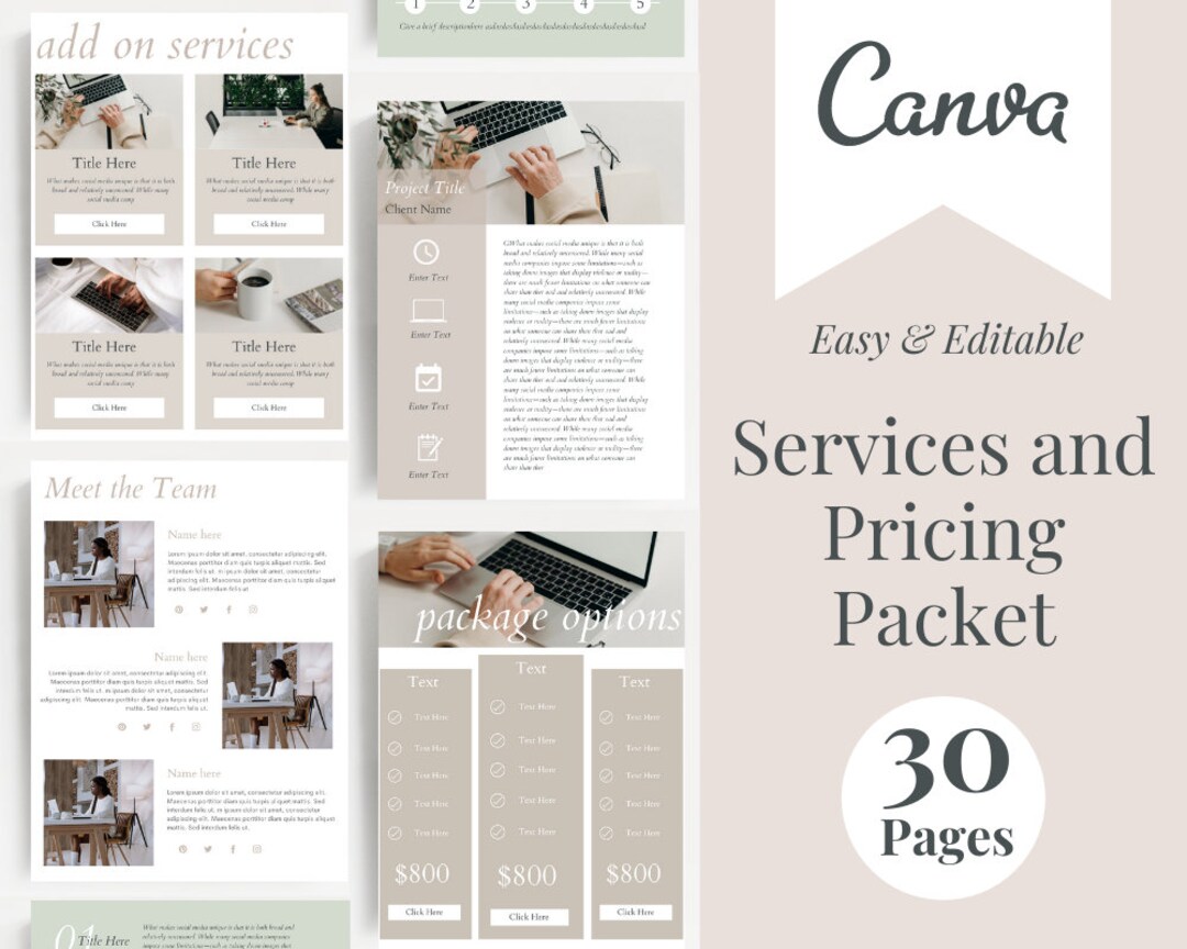 Service and Pricing Packet Template | Client Welcome Guide | Portfolio ...