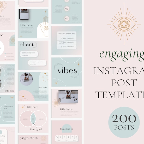 Blue Instagram Template - Etsy