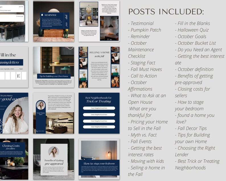 October Real Estate Agent Social Media Posts With Captions - Etsy