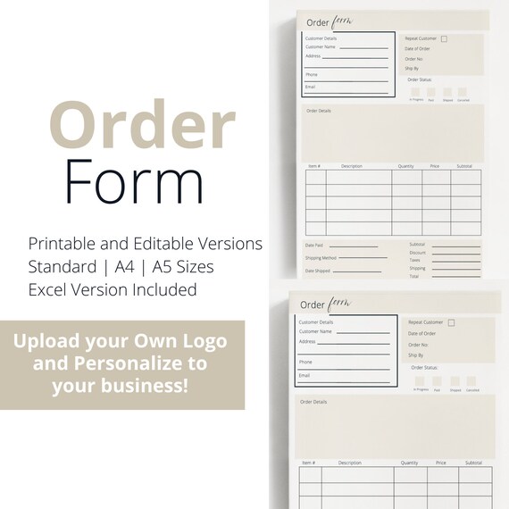 Order Form Template Small Business Order Forms Etsy Shop | Etsy